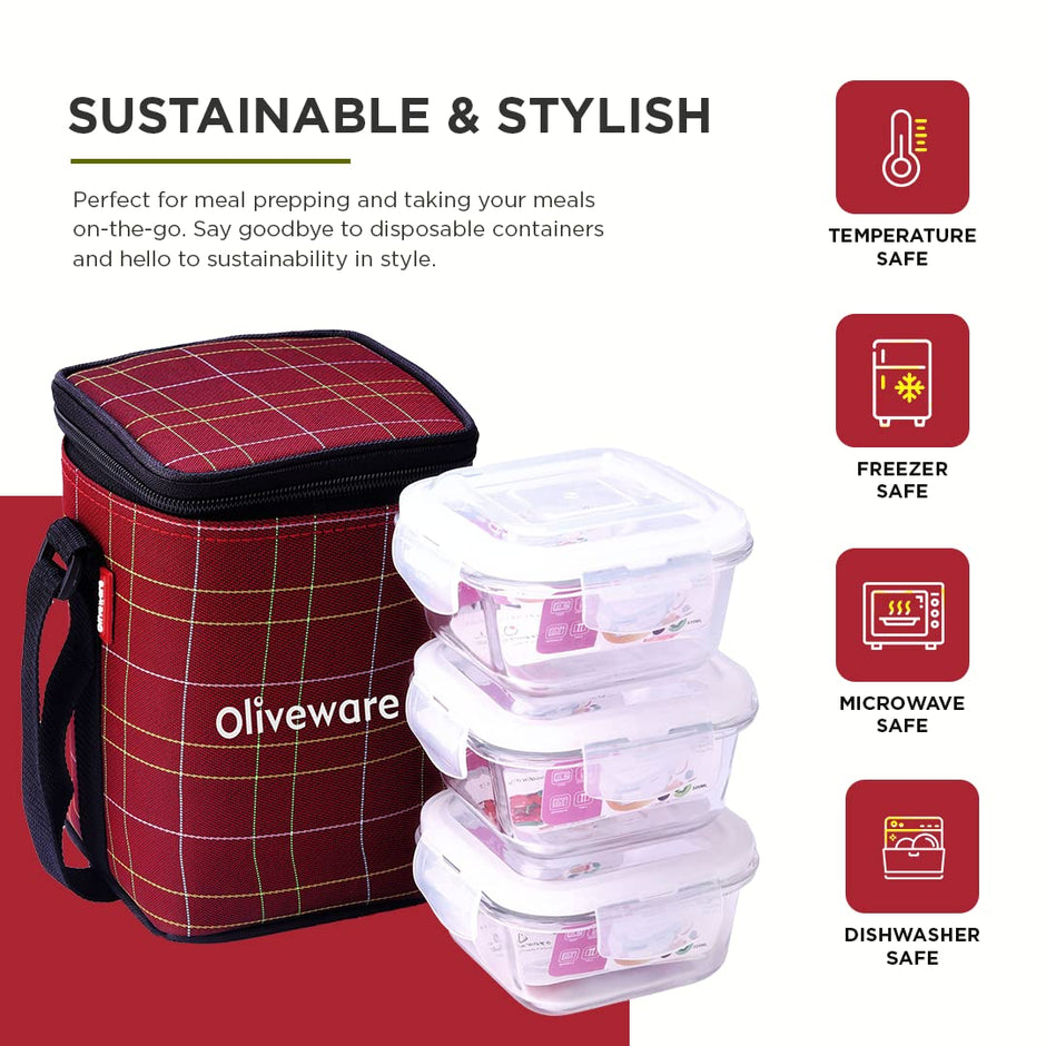 Glass Lunch Box Collection – Durable & Eco-Friendly | Oliveware India